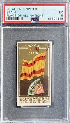 1887 N9 Allen & Ginter Flags Of All Nations SPAIN PSA 5 EX (Block Back ...