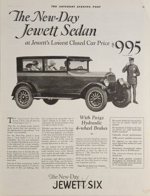 1925 Print Ad The New Day Jewett Six Sedan & Hydraulic Brakes Paige ...