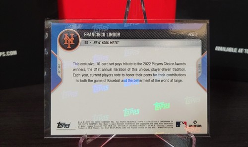 Francisco Lindor 2022 Topps Now MLB Players Choice Awards#PCA-2 SP NEW YORK METS | eBay