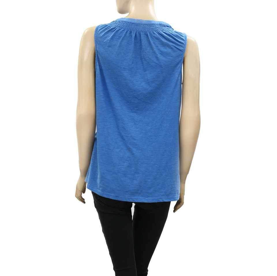 Lilly Pulitzer Essie Tank Tunic Top Smocked Solid Resort Blue Beach XS ...