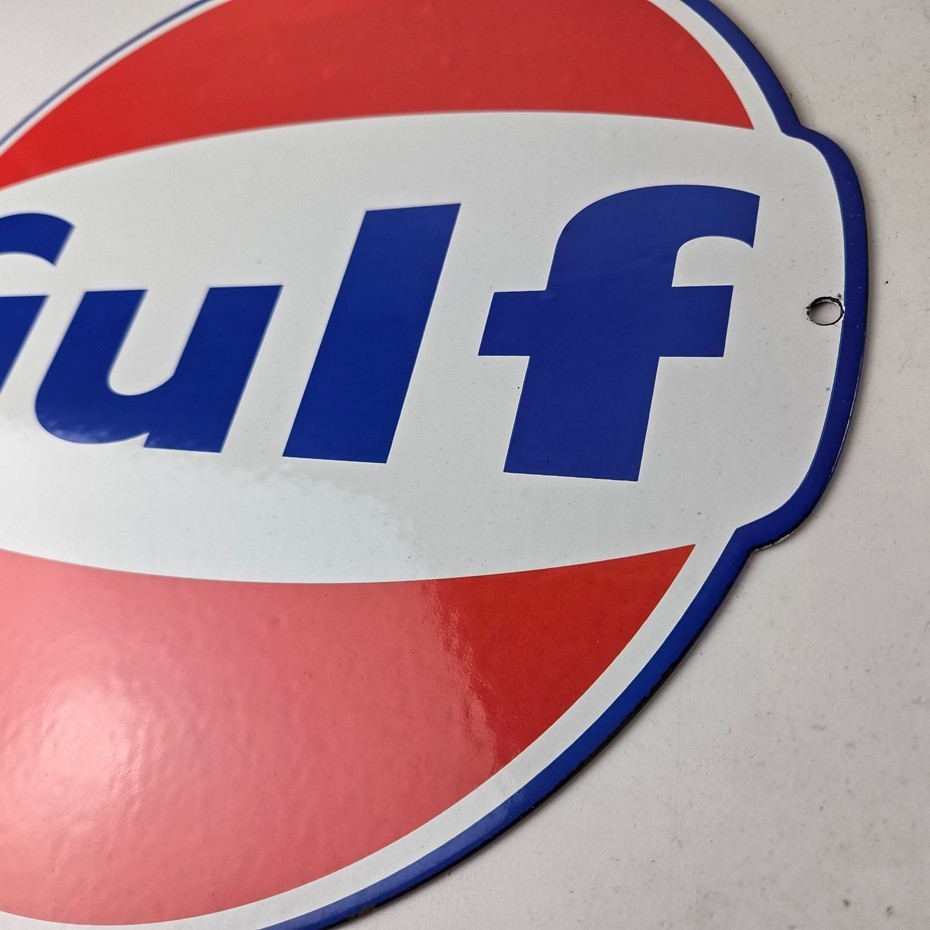 Vintage Gulf Gasoline Sign - Large Service Station Gas Pump Advertising ...