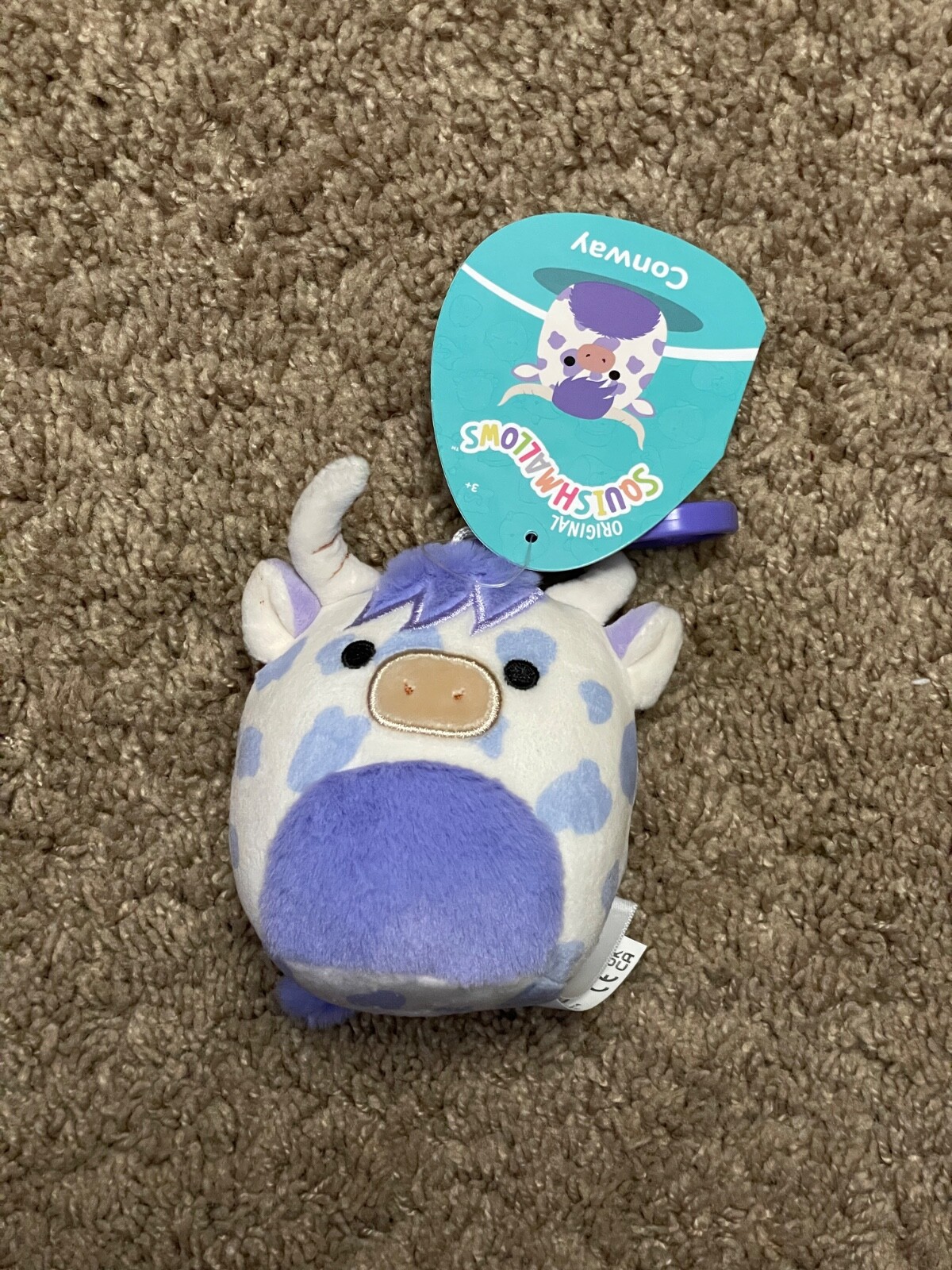 Conway The Cow Squishmallow Plush Backpack Clip On 3.5" | eBay