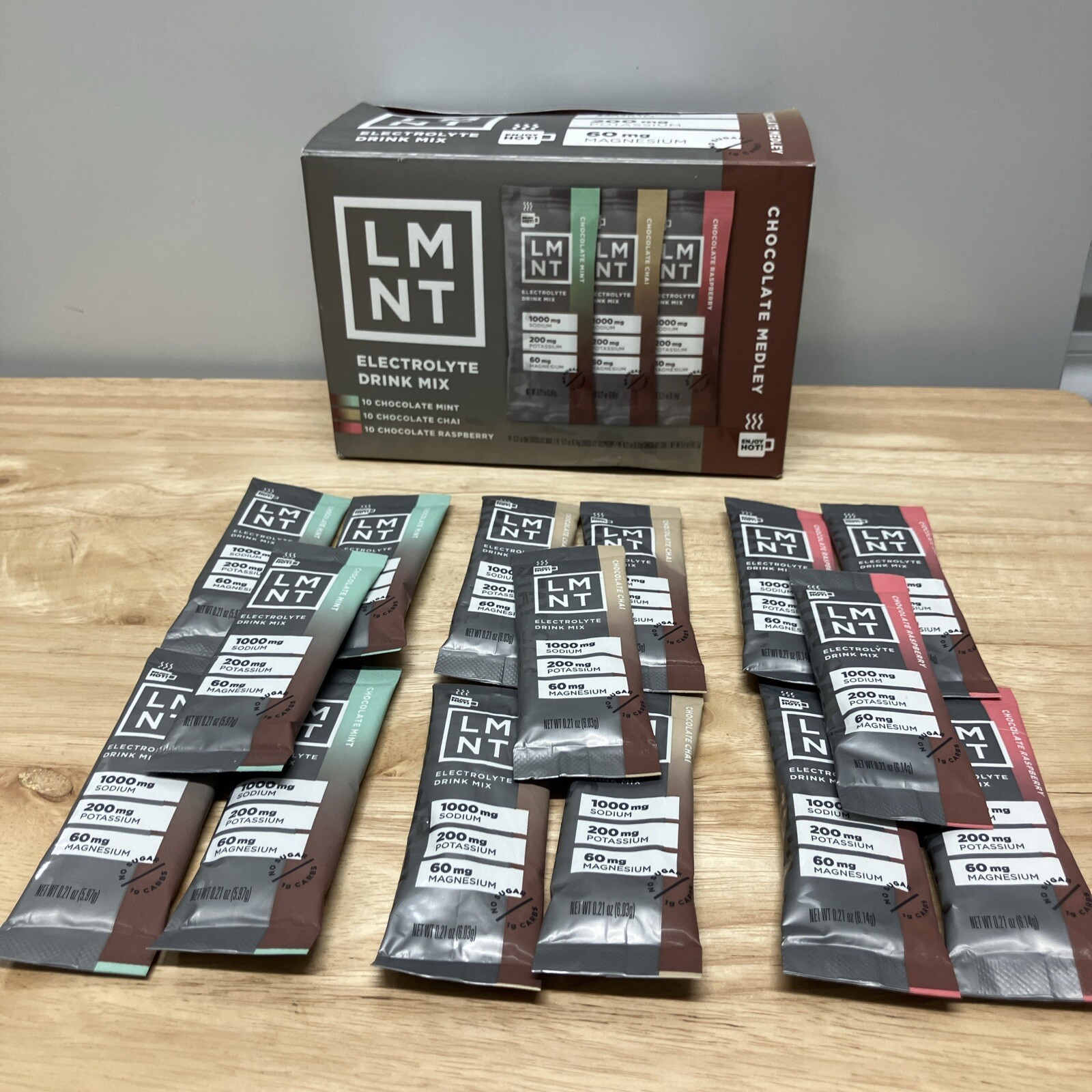 LMNT CHOCOLATE Medley 5 Ea Choc Chai Choc Raspberry & Choc Mint Keto ...
