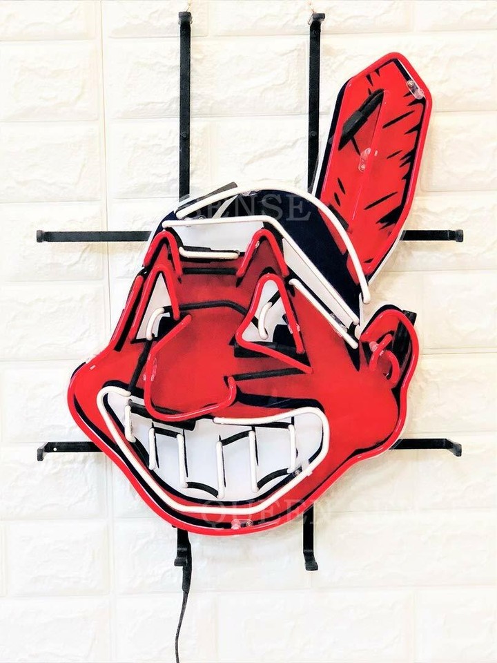 New Cleveland Indians Chief Wahoo Neon Light Sign 20"x16" HD Vivid ...