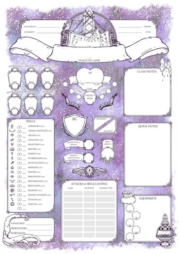 3 DnD 5e Custom Warlock Class Character Sheet Sets Dungeons & Dragons ...