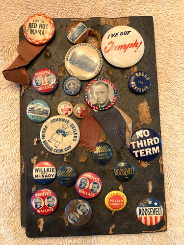 Vintage Rooosevelt/Wallace & No THird Term Political Buttons & others ...