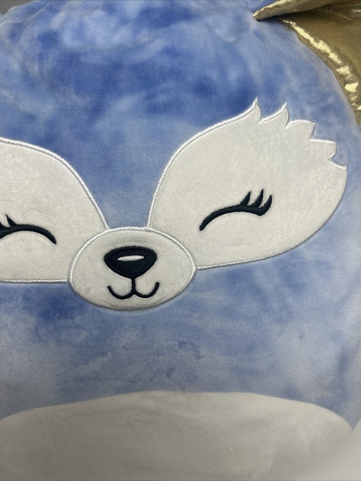 XL 16" Squishmallow Melani Tiedye Blue Fox Golden Ears Kellytoy Plush ...