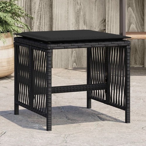 Garden Stools with Cushion- 4 pcs Black Poly Rattan | eBay Australia
