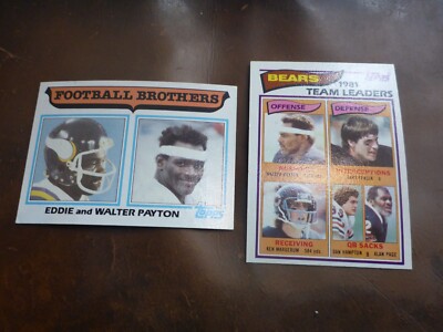 2 Topps 1982 NFL Cards Football Brothers Eddie & Walter Payton & Bears ...