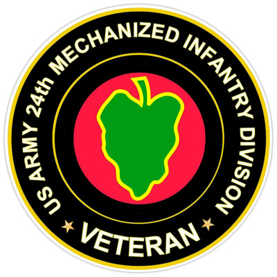 US Army 24th Mechanized Infantry Division Veteran Bumper Sticker Vinyl ...
