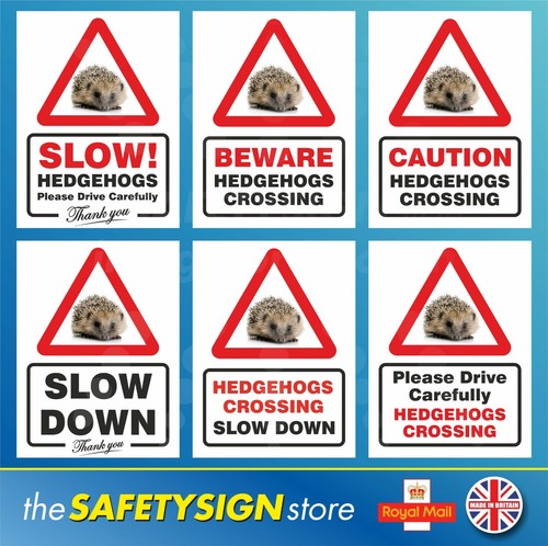 Hedgehogs Crossing Signs Stickers Beware Caution Slow Down Carefully ...