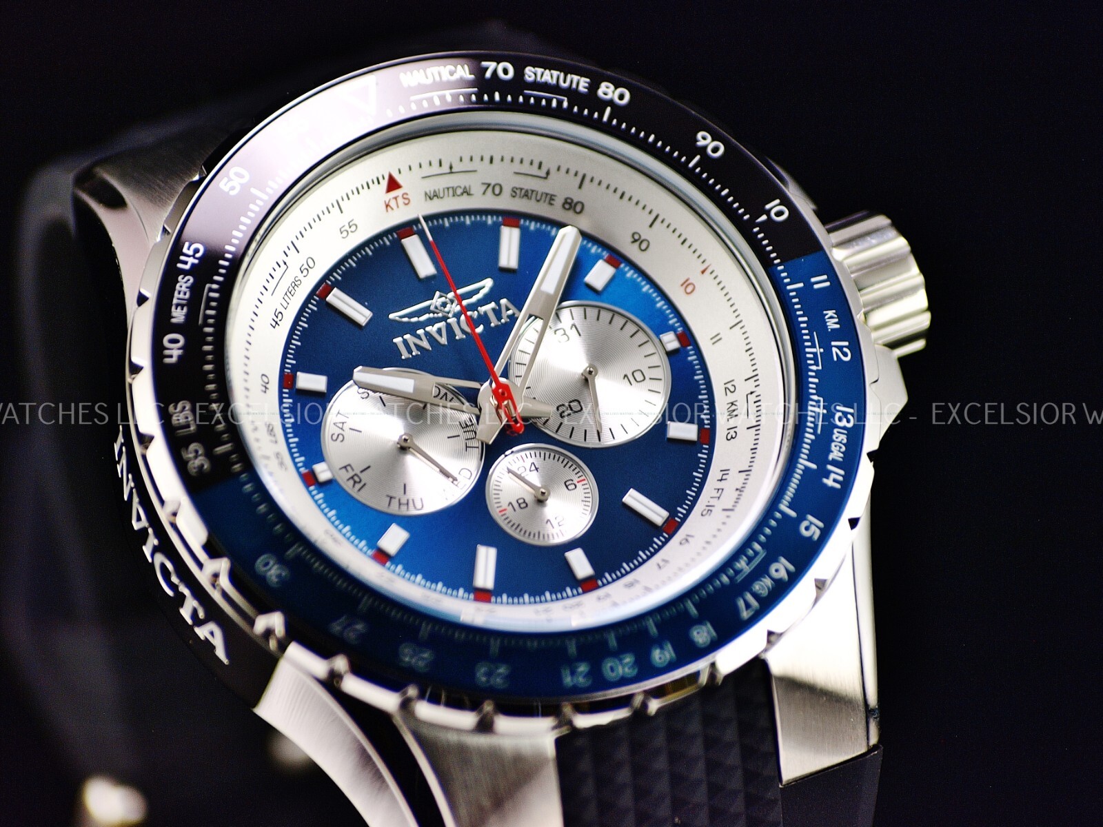 New Invicta Mens 50mm AVIATOR VH63 Multi Function Quartz Blue Dial SS ...