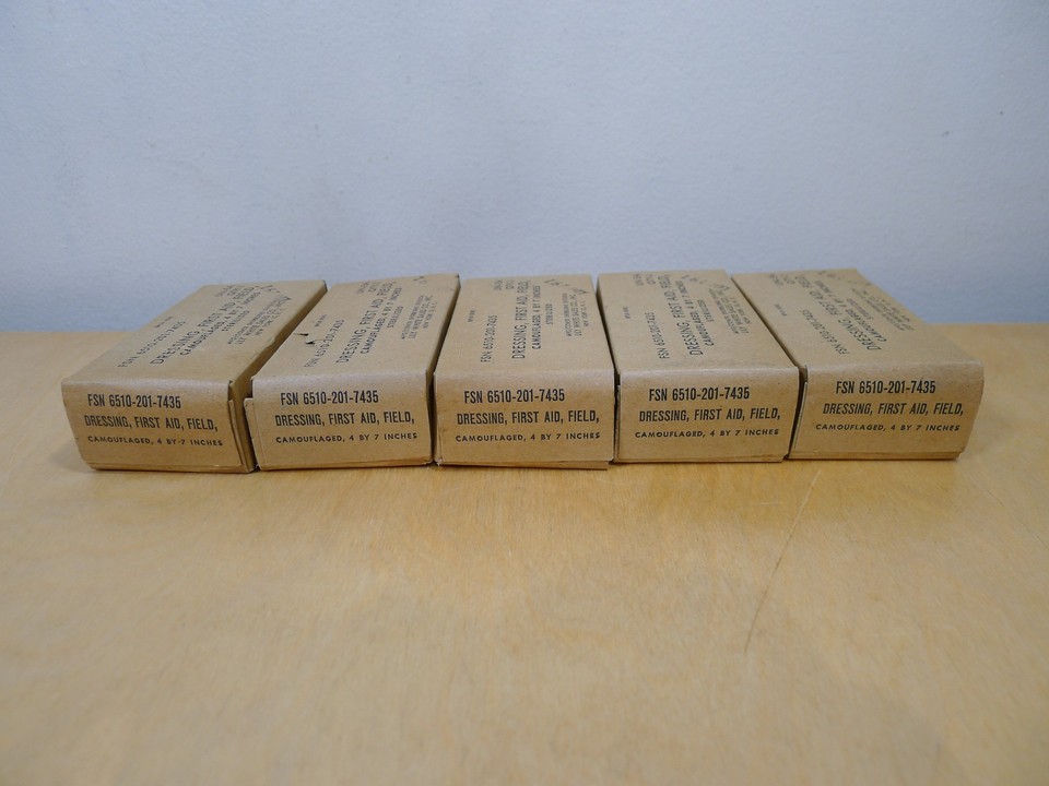 (Lot 5) USGI Sterile Bandage Field Dressing 4x7 Inch First Aid 6510-201 ...