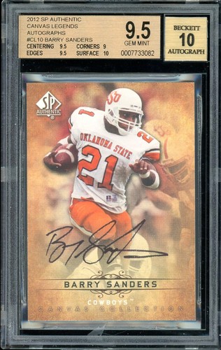 2012 SP Authentic Canvas Legends Autographs Barry Sanders Auto SP BGS 9 ...