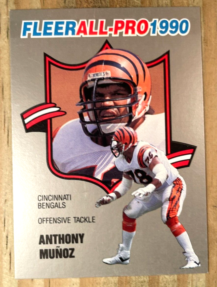 1990 FLEER ANTHONY MUNOZ ALL-PRO INSERT CARD#8 USC TROJANS CINCINNATI ...