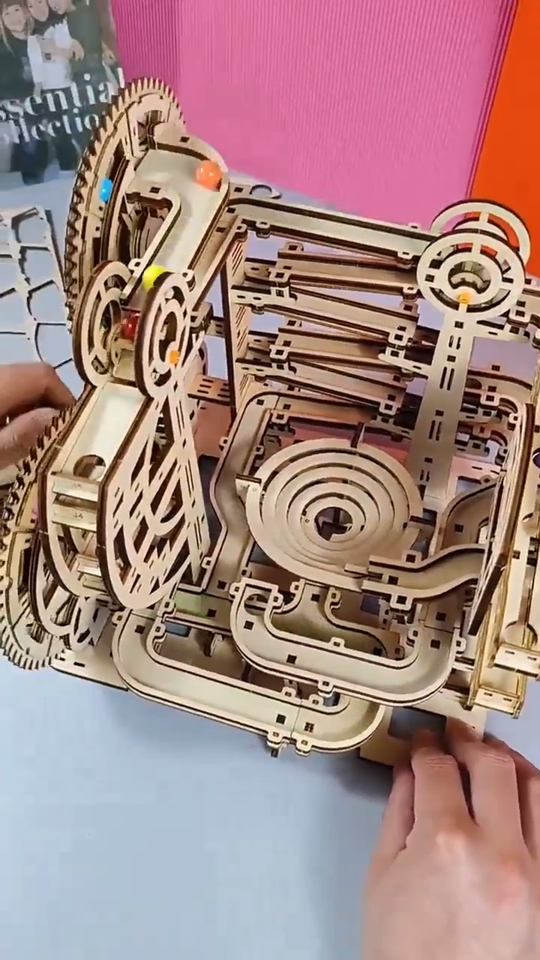 3D Wooden Puzzle Marble Run DIY Mechanical Kit Educational Toy for Kids ...