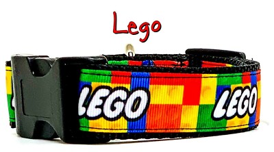 Lego dog collar handmade adjustable buckle collar 1" wide or leash Lego ...