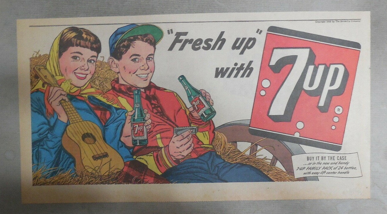 7-Up Ad: Fresh Up With Seven-Up! Making Music Together !1940's 7.5 x 15 ...