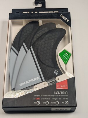 SHAPERS fins large stealth carbon Fits FCS-3 fin set tri thruster ...
