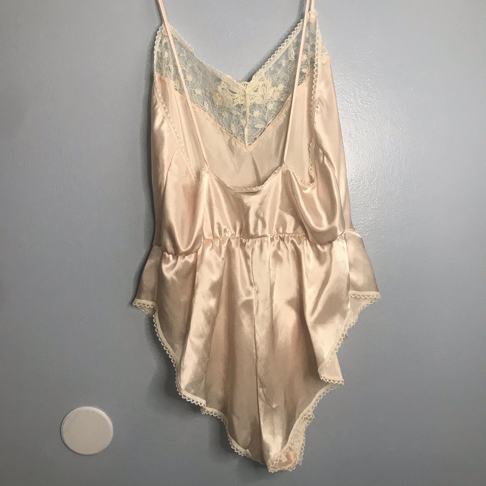 Vintage Escapades Glossy Liquid Satin Lace Flutter Teddy Lingerie ...