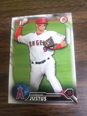 CONNOR JUSTUS 2016 BOWMAN DRAFT CARD BD-61 ANGELS (FIRST PROSPECT BASE ...