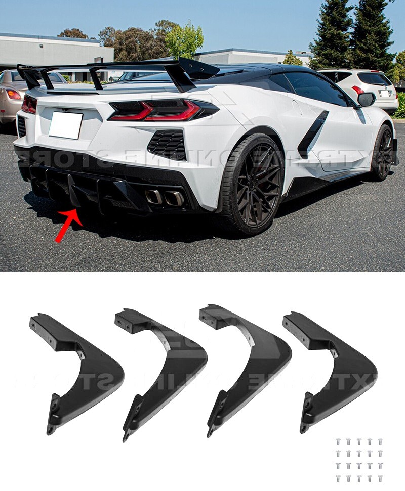 Matte Black Rear Diffuser Fin For 20-Up Corvette C8 Performance Style ...