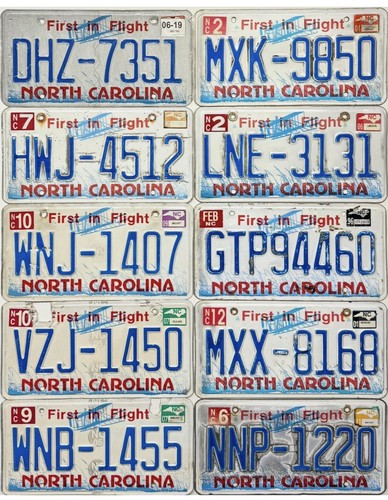 *99 CENT SALE* North Carolina First In Flight License Plate LOT OF 10 ...