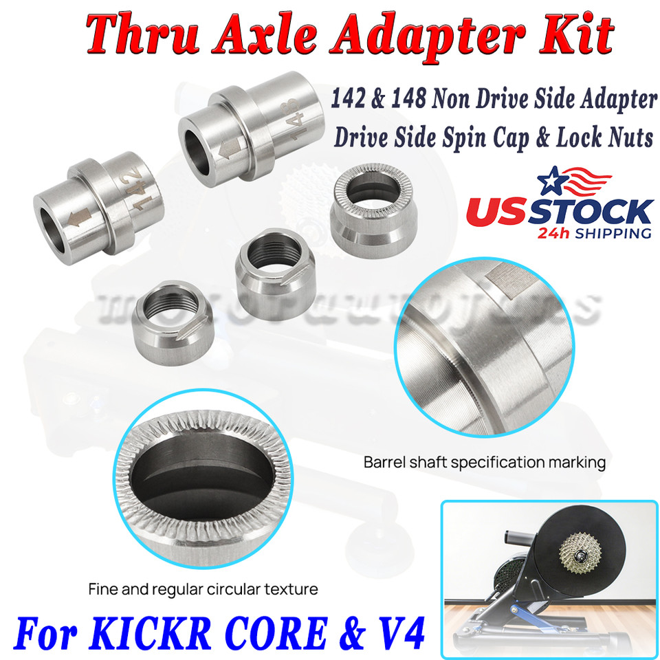For Wahoo KICKR V4 CORE Thru Axle Adapter Kit W/ 142&148 Non Drive Side ...