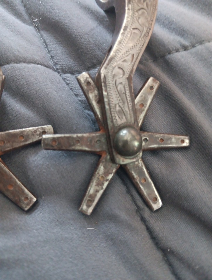 Silver Inlaid Spurs W/ Billy Maples Texas, Maker Marked Straps And ...