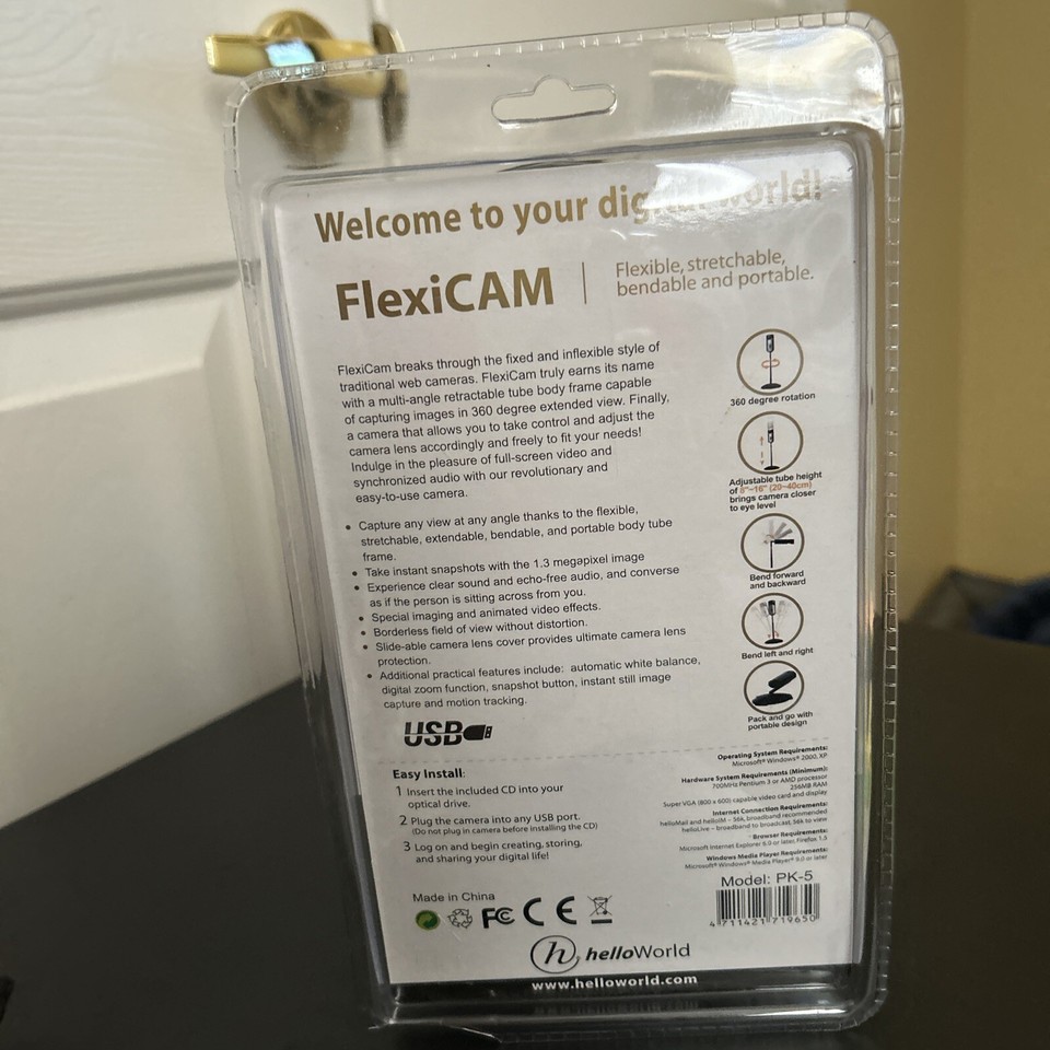 HelloWorld Digital USB FlexiCam PK-5 350k Pixel Adjustable Portable Web ...