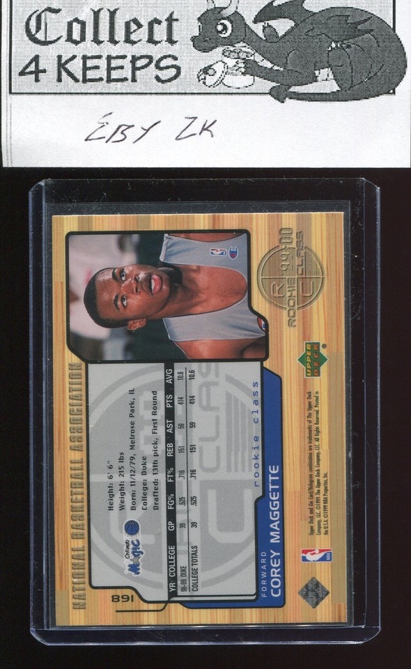 1999-00 Upper Deck #168 Corey Maggette RC (Rookie Orlando Magic) | eBay