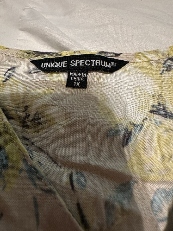 Unique Spectrum Yellow Beige Floral Peplum Boho Blouse Women’s Plus ...