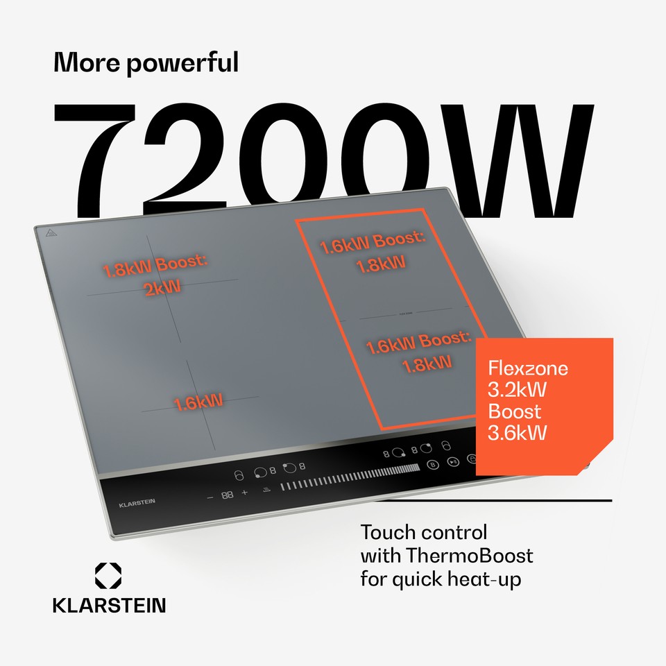 Hybrid Induction Hob Flexzone Built-in hob 60cm Booster Keep Warm Mode ...