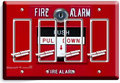 FUNNY FIRE ALARM 4 GFCI LIGHT SWITCH WALL PLATE GARAGE MAN CAVE ROOM ...