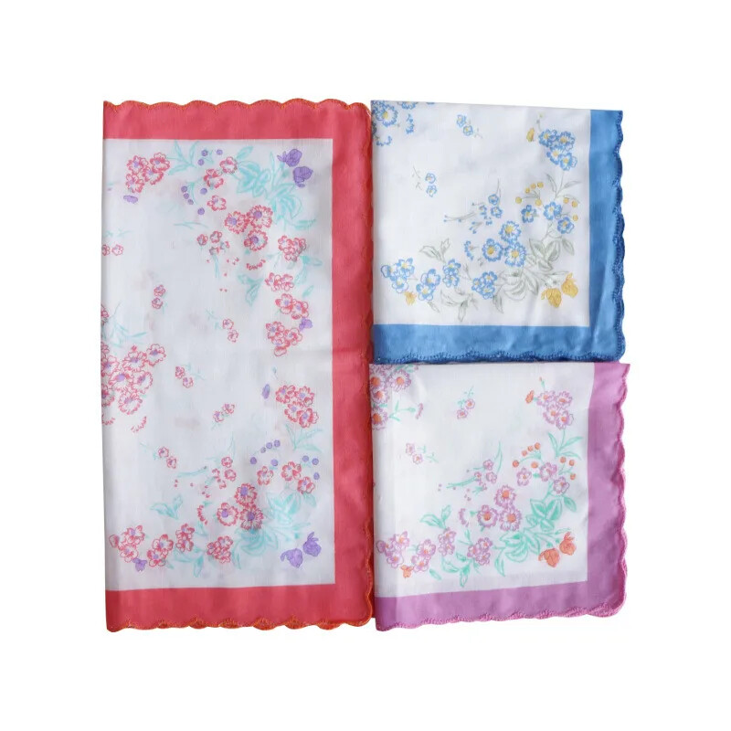 3Pcs 30x30cm Vintage Cotton Women Hankies Lace Flower Scarf Pocket ...