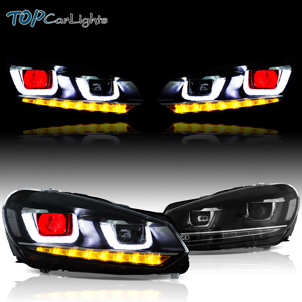 VLAND LED Projector Headlights w/Demon Eyes For Volkswagen Golf MK6 ...