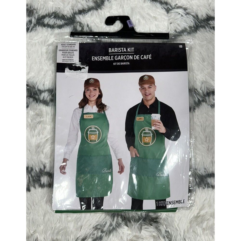 SUIT YOURSELF Coffee Barista Kit Apron Hat Halloween Costume Adult OSFA ...