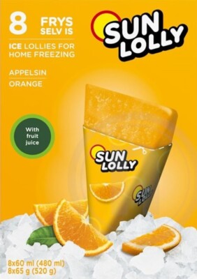 1 Pack X Sun Lolly ice lollies for home freezing Orange Flavor 8 Ice ...