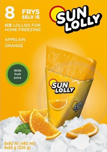 1 Pack X Sun Lolly ice lollies for home freezing Orange Flavor 8 Ice ...