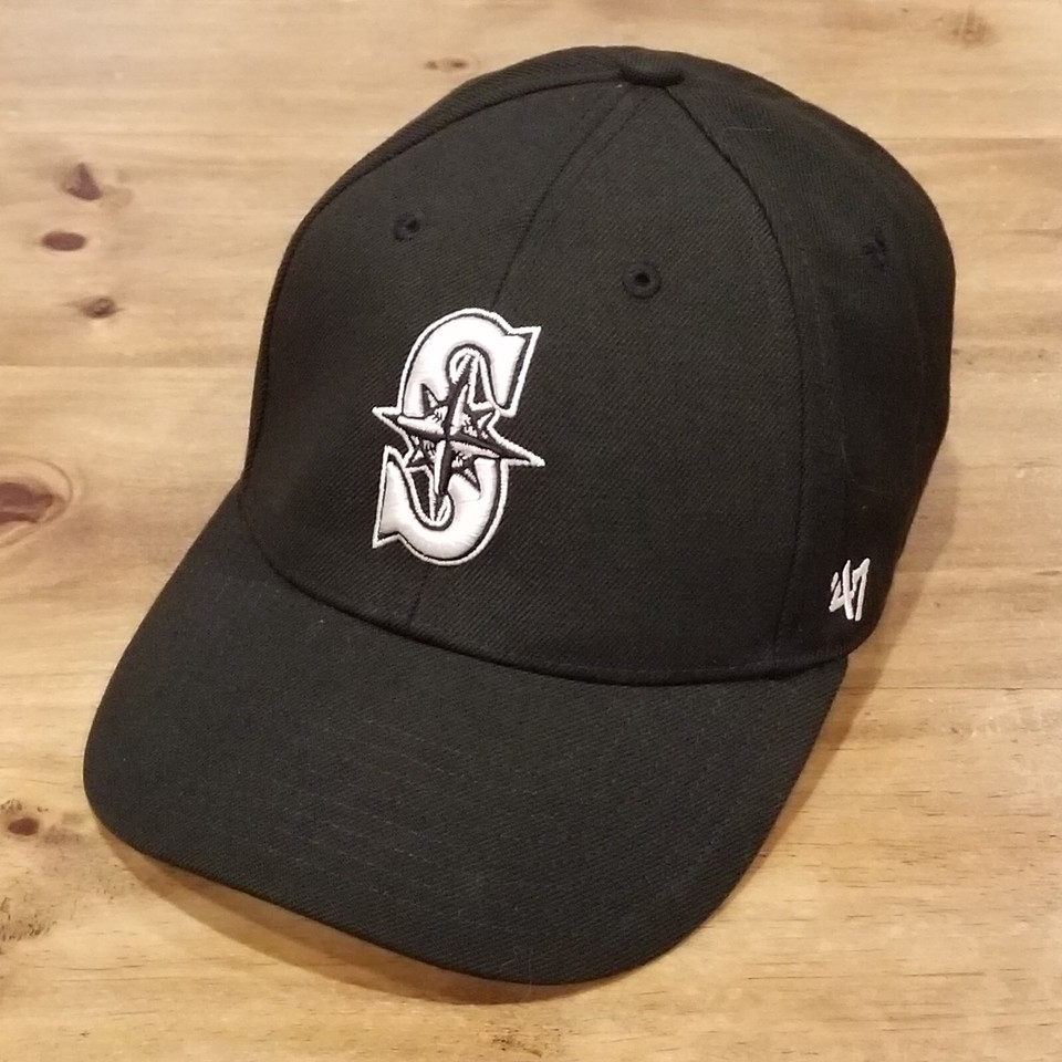 Seattle Mariners Hat 47 Brand Strap Back Wool Blend Black MLB Baseball ...