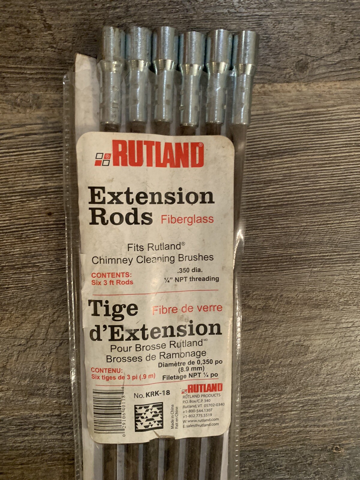 Set RUTLAND 18' Fiberglass Chimney Brush Rod Kit - 6 Pieces, each 36" # ...