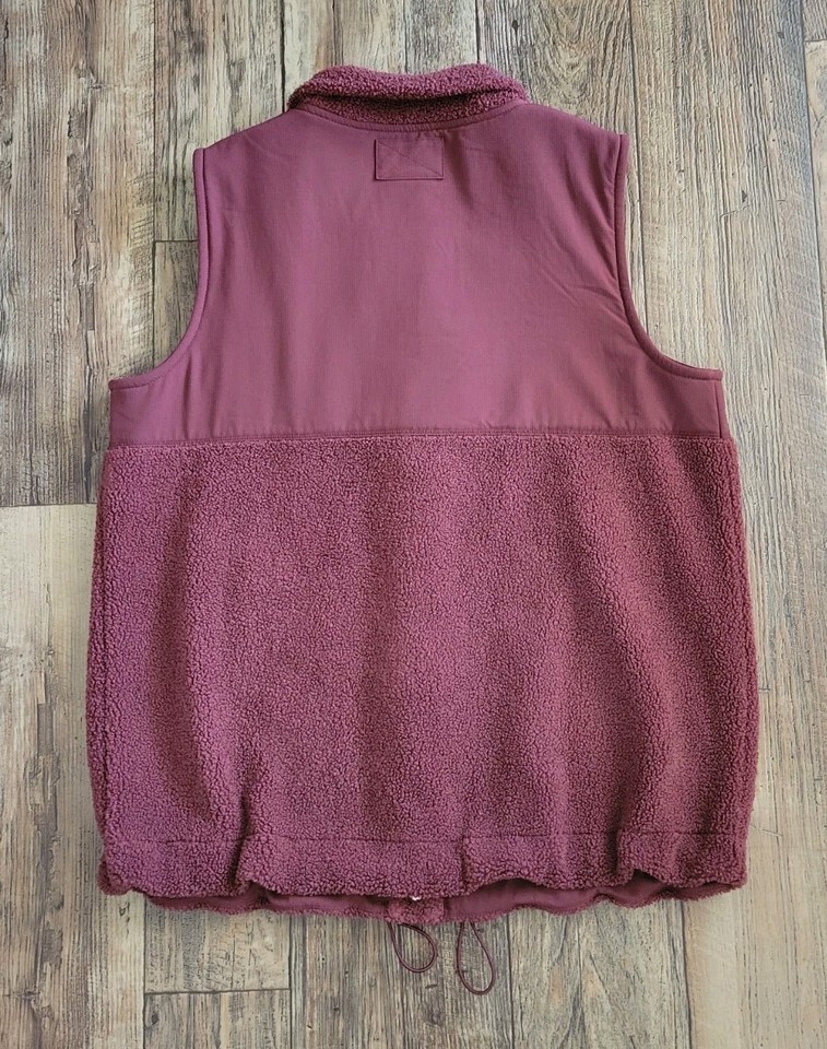 FLX Womens Size L Maroon Burgundy Boucle Mixed Media Snap Front Vest ...