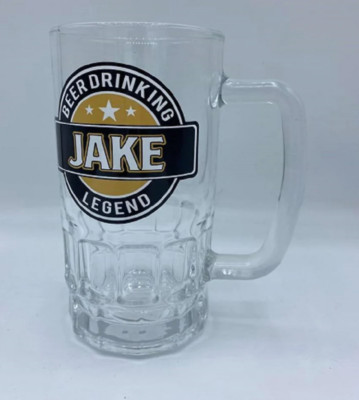 Jake Beer Drinking Legend Glass Beer Mug Stein 500ml Fathers Day ...