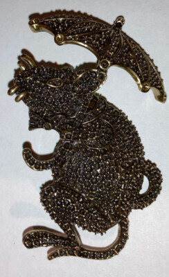 Signed Heidi Days Large 3” Octavious Mouse Rat With Umbrella Brooch Pin ...