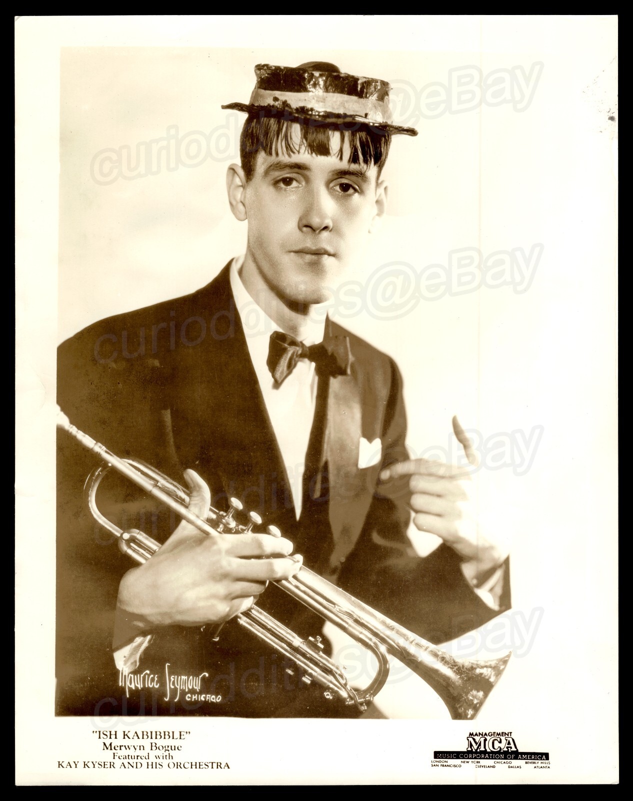 ISH KABIBBLE Merwyn Bogue Vintage MCA B&W Press Photo Comedian Cornet ...