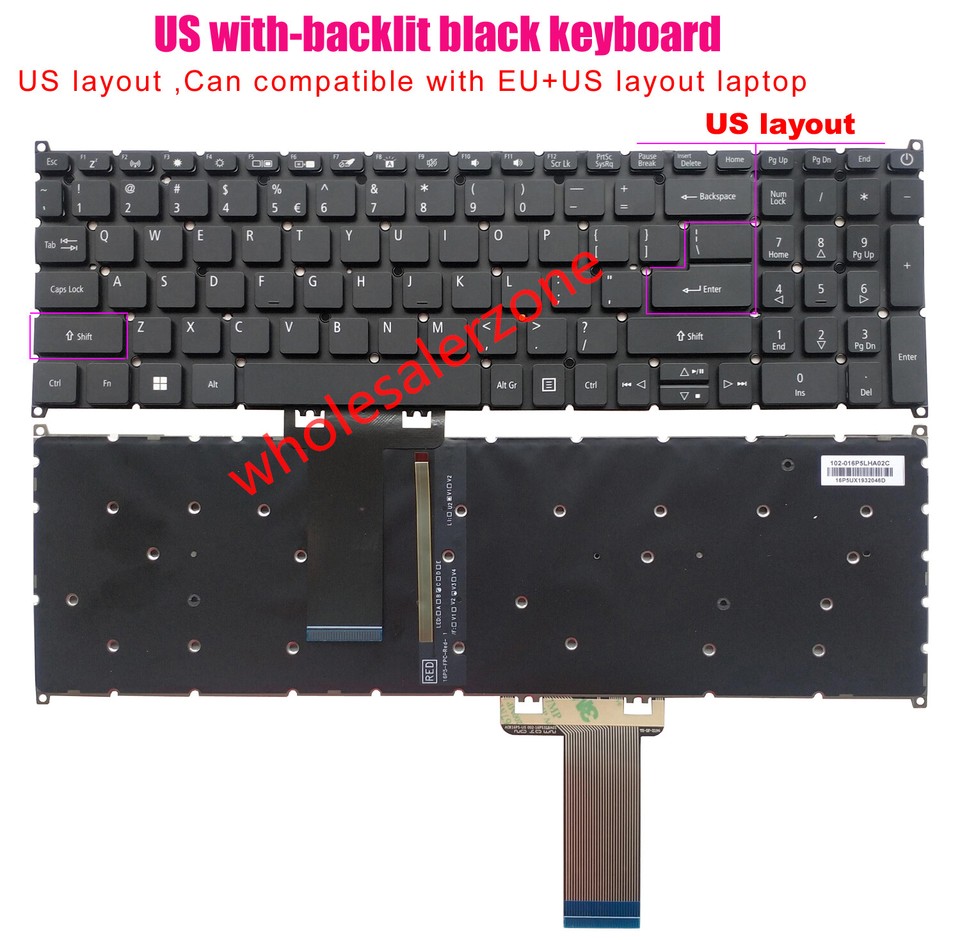 New US no-backlit / backlit Keyboard for Acer A715-75 A715-75G A517-52 ...