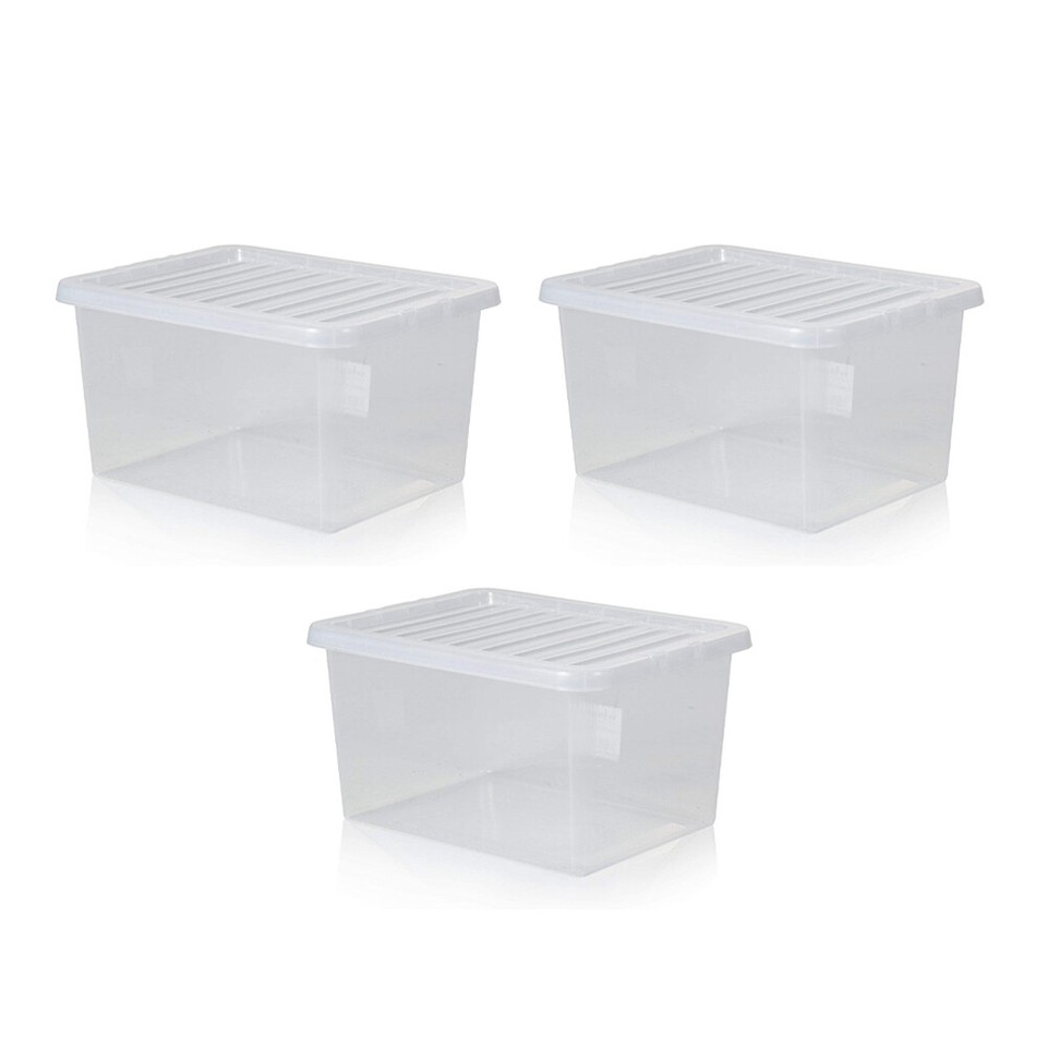 Wham Crystal Clear Plastic Storage Box Lid 31L|32L|37L|42L|45L Capacity ...