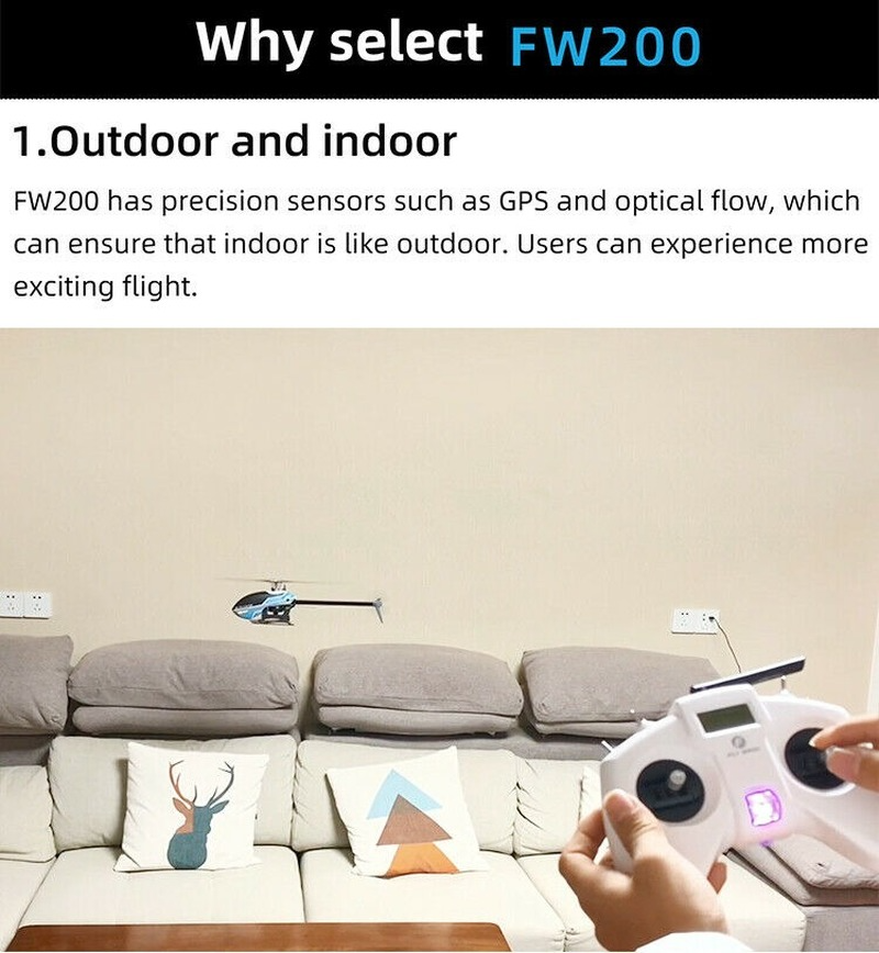FLYWING FW200 H1 V2 Gyro 3D R Heliopter RTF Self Stabilizing 3D Brhless ...