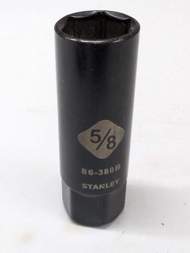 Stanley Black Chrome 5/8" Spark Plug 3/8" Drive Deep Socket 86-360B ...
