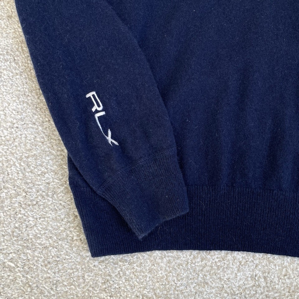 Ralph Lauren RLX Men's S Washable Cashmere 1/4 Zip Sweater Preppy Navy ...